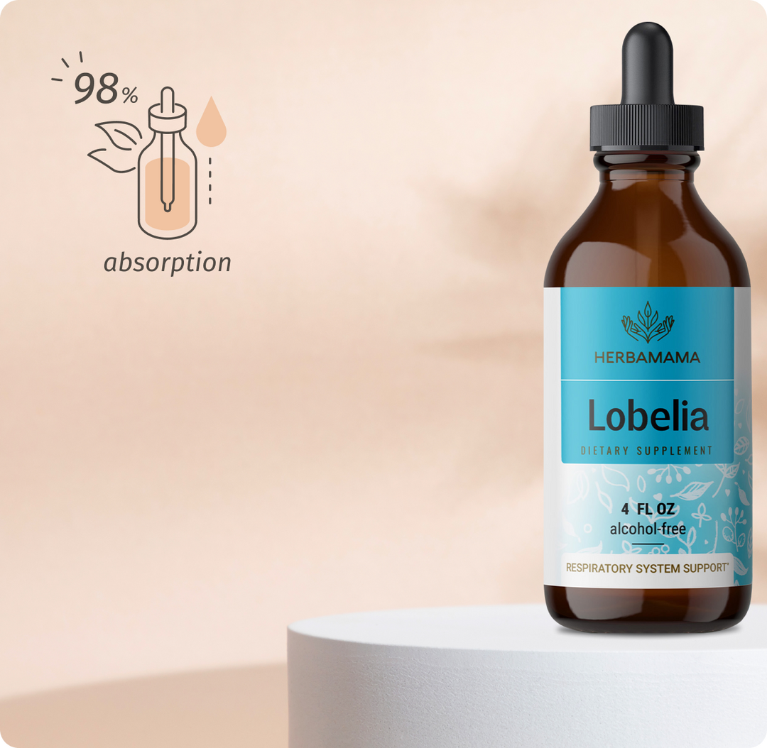 Lobelia Liquid Extract Supplement, 4 Fl. Oz Bottle | Herbamama