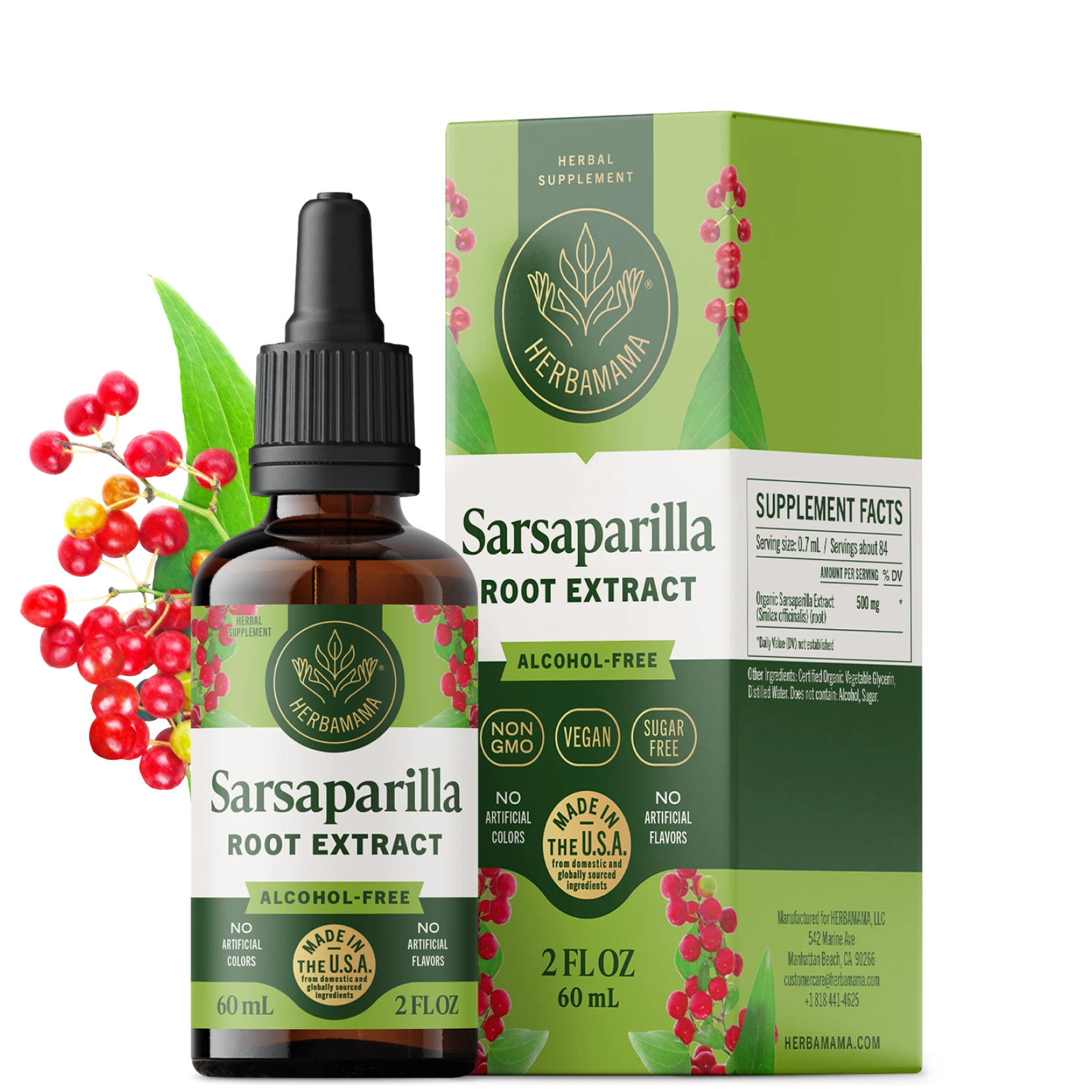 Sarsaparilla Root Extract Drops - 2 Fl. Oz. Bottle – Herbamama
