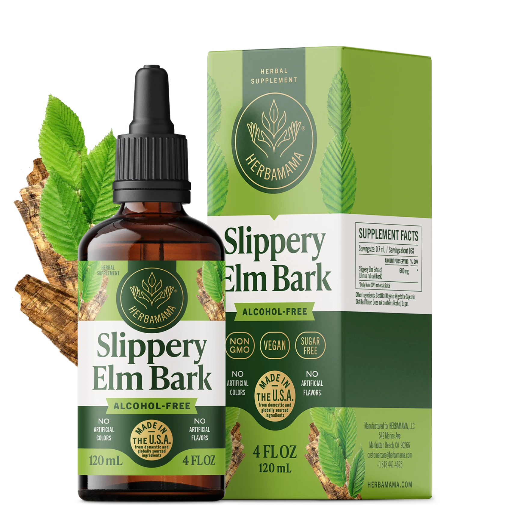 Slippery Elm Bark Drops - 4 Fl. Oz. Bottle – Herbamama