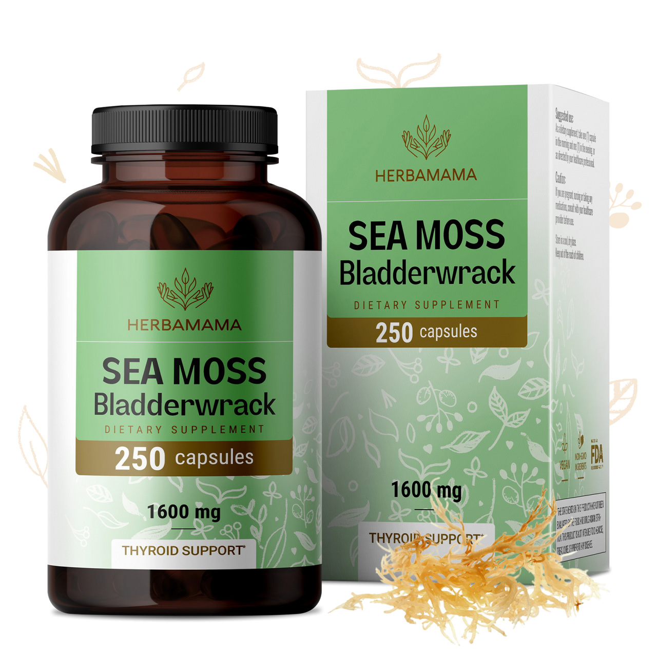 Sea Moss & Bladderwrack Supplement - 250 Capsules | Herbamama